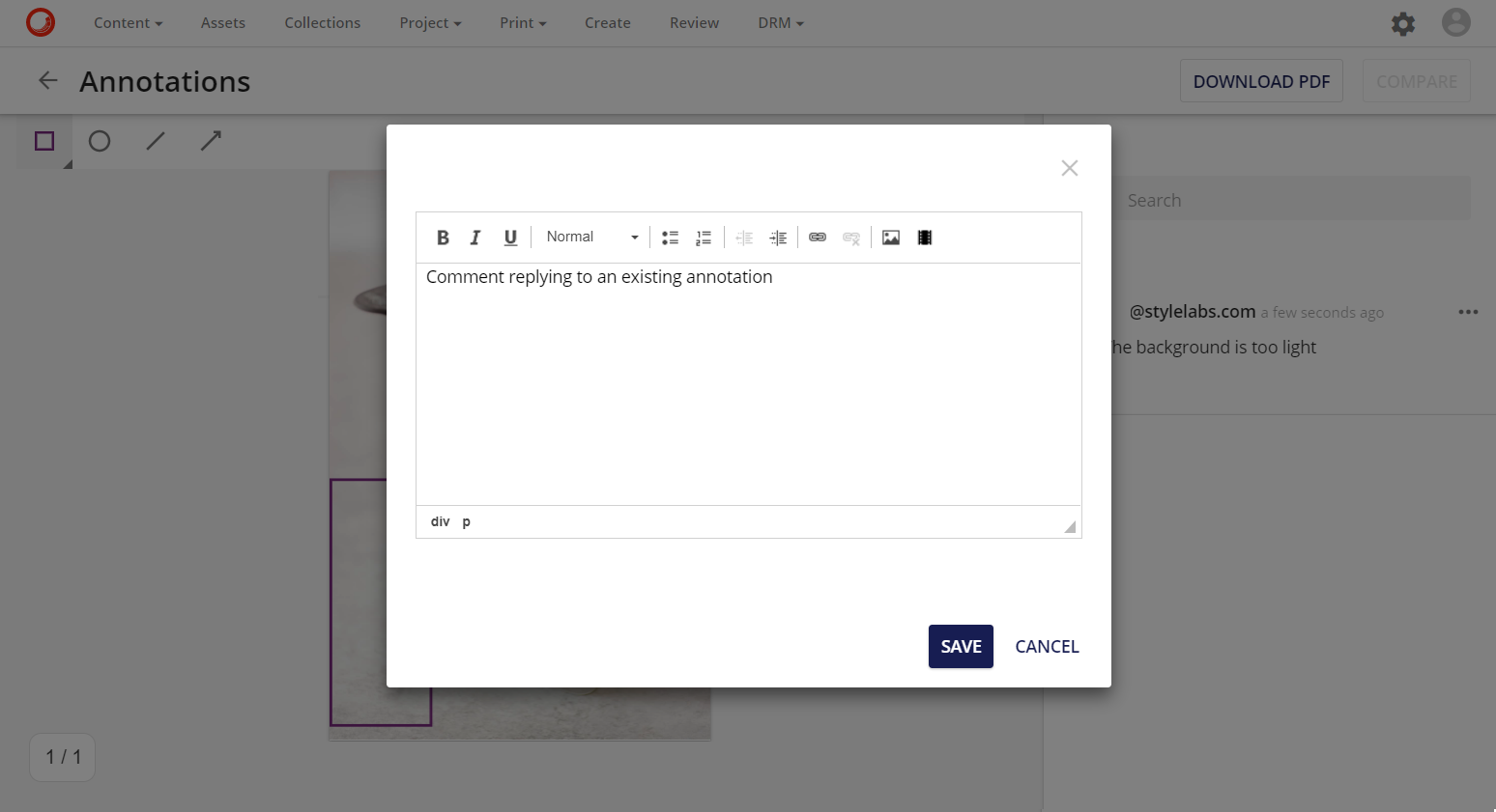 Annotations Menu Sitecore Documentation