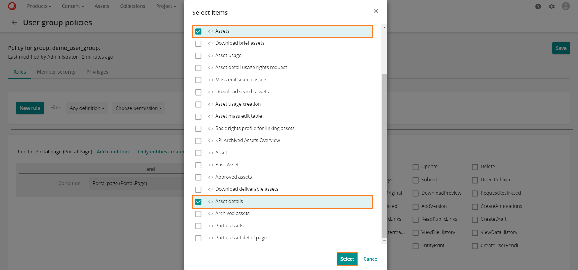 Configure a user group policy | Sitecore Documentation