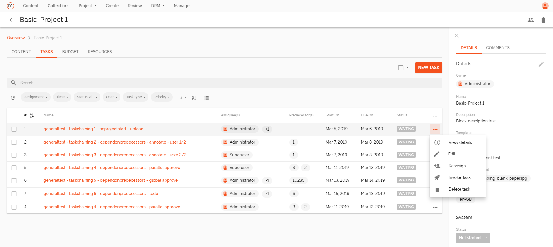 Perform task operations | Sitecore Documentation