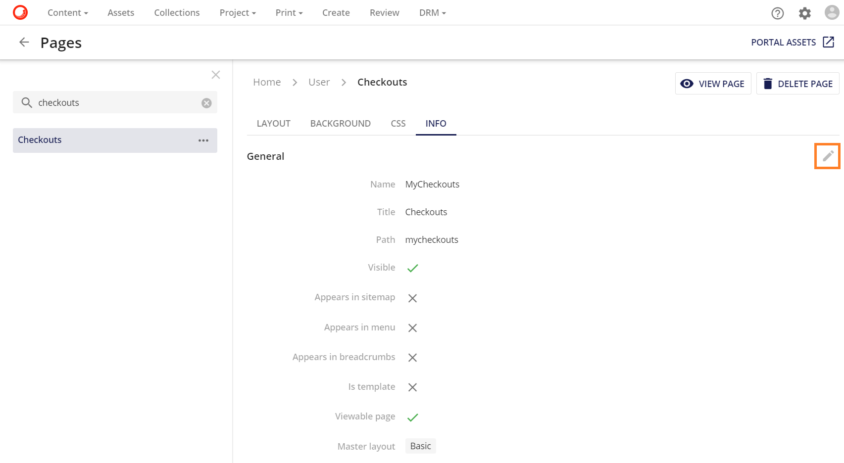 Checkouts page and operation setup