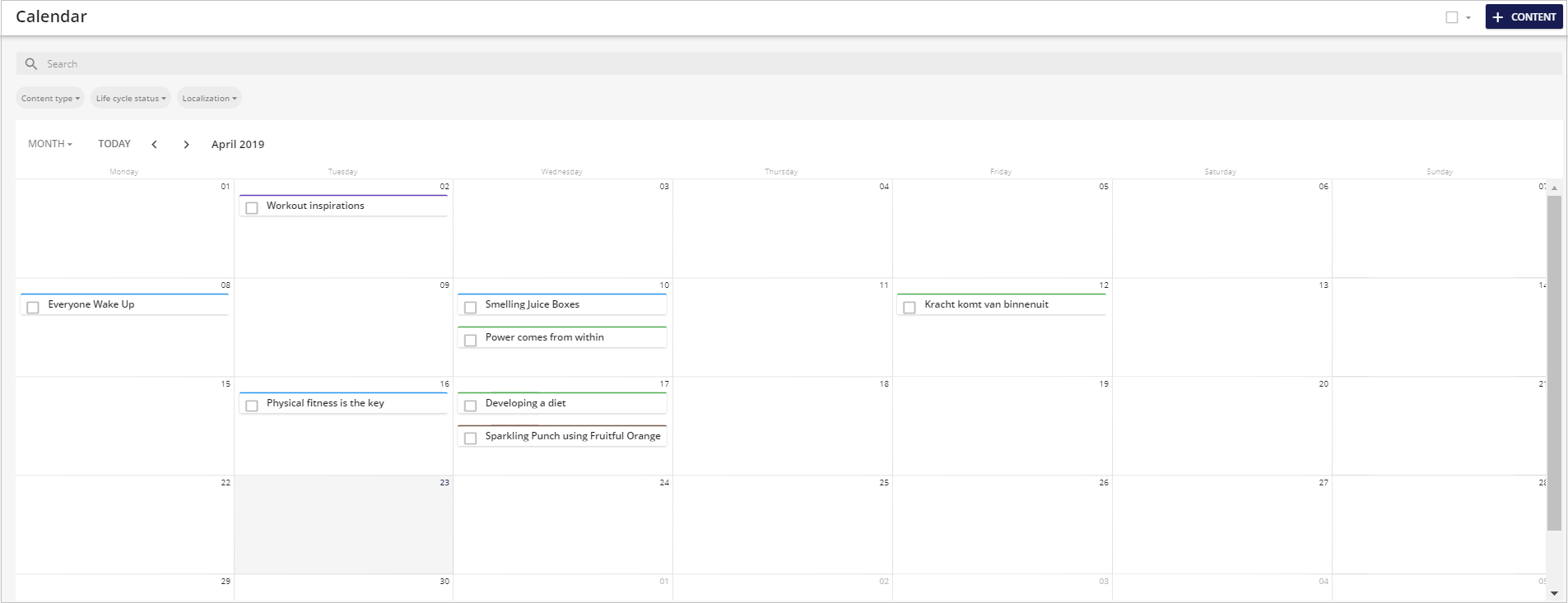 Calendar | Sitecore Documentation