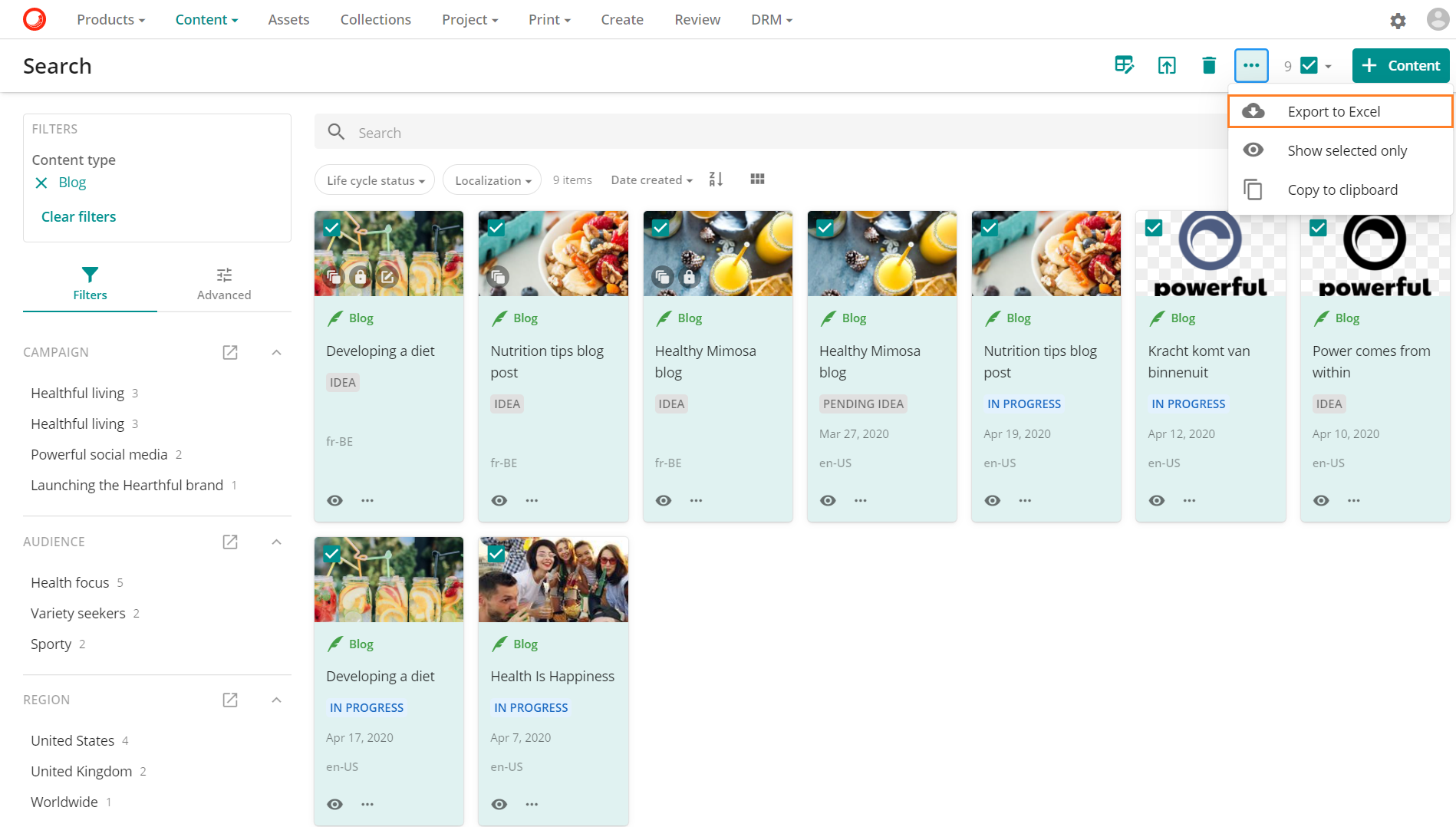 Export profiles | Sitecore Documentation