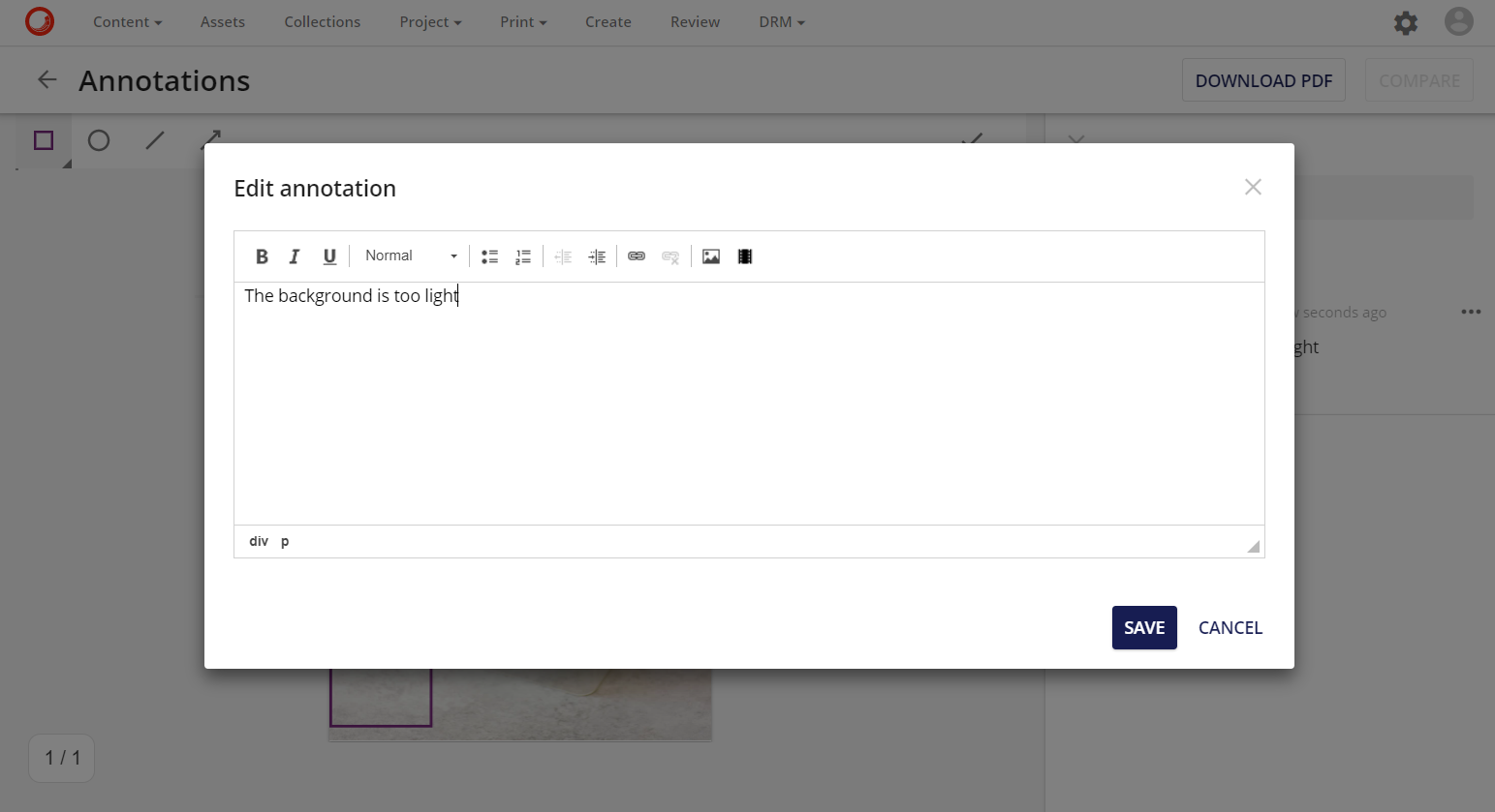 Annotations menu | Sitecore Documentation