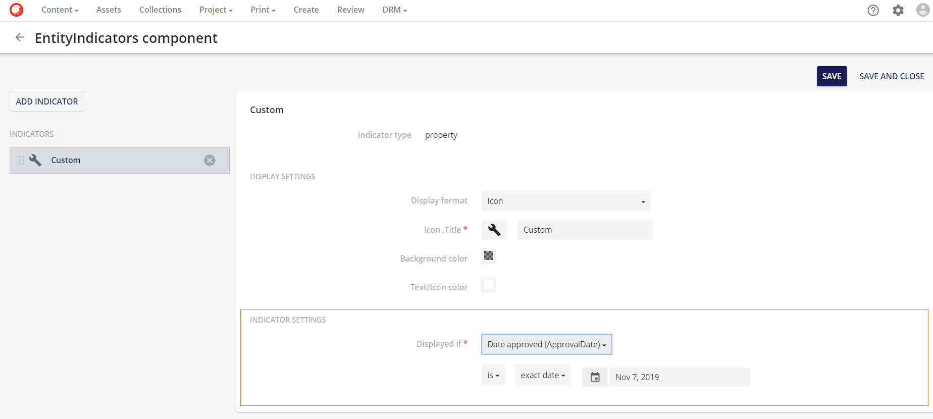 Entity indicator improvements | Sitecore Documentation